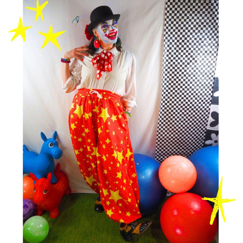 Ruby Stardust Clown Pantaloons, Nonbinary Cosplay Clowncore Big Red ...