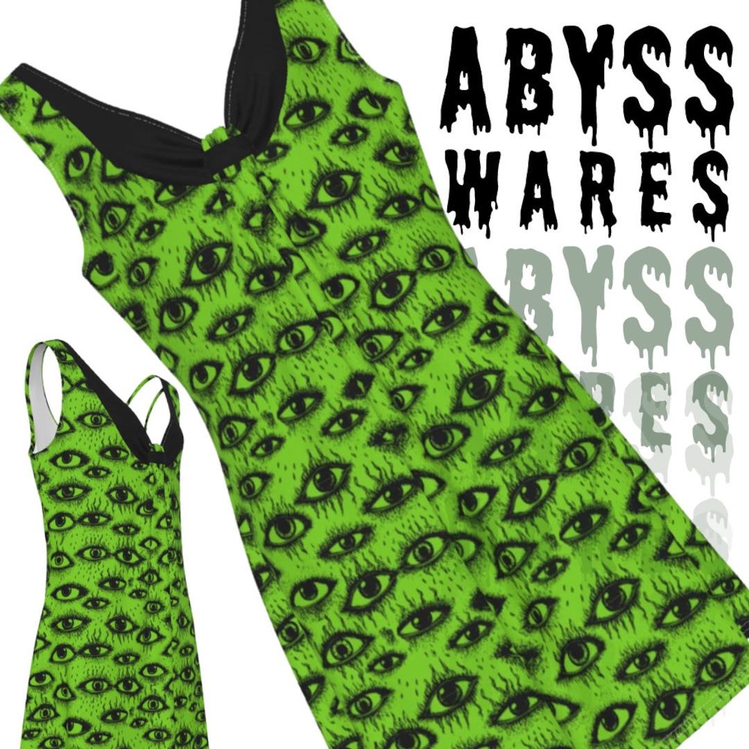 Alien Evil Eye Green Weirdcore Dress Alien Monster Eyeballs - Etsy