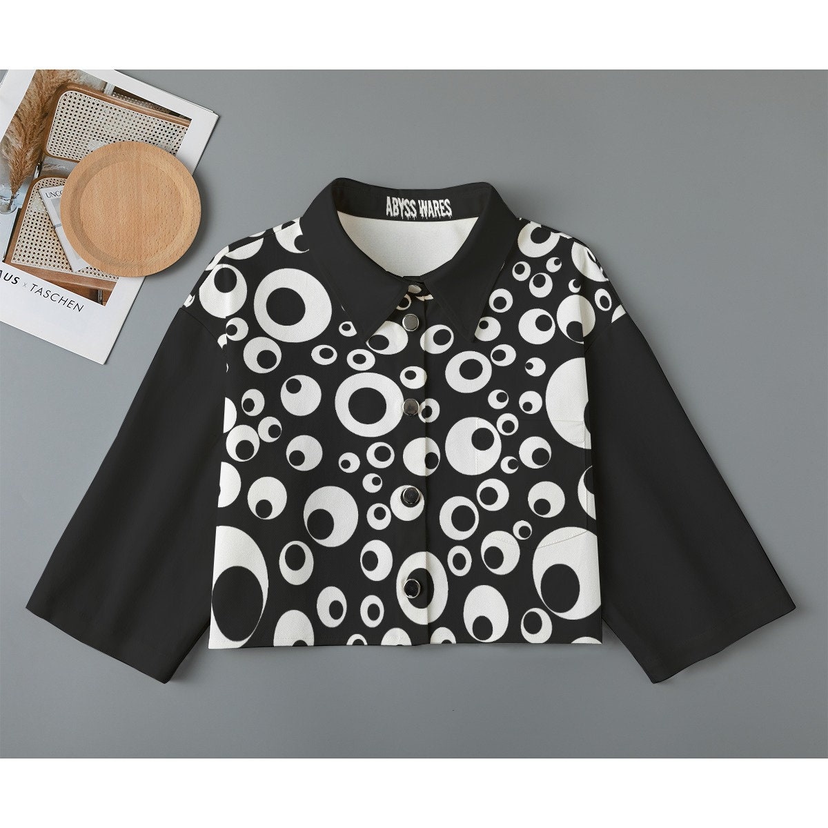 Googly Eyes Bolero Whimsigoth Weirdcore Cropped Jean Jacket Everything ...