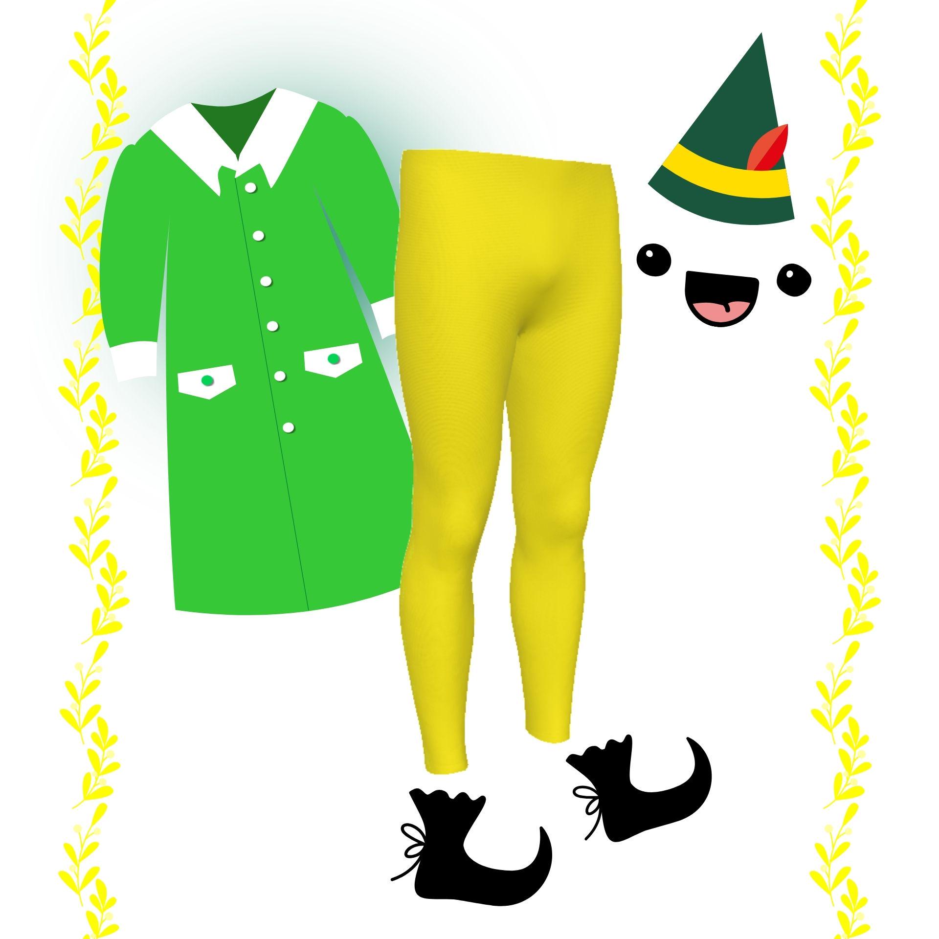 Yellow Mens Leggings, PLUS SIZE Christmas Elf Costume Cosplay ...