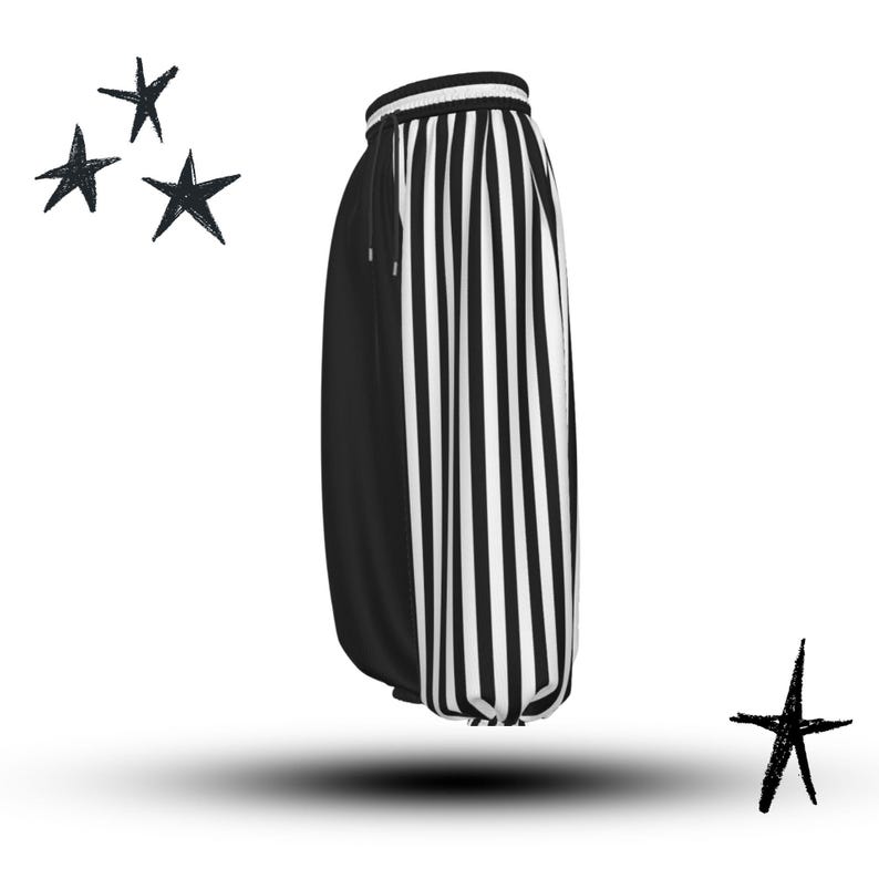 Pierrot Jester Split Stripe Clown Pants, Half Black Half Striped ...