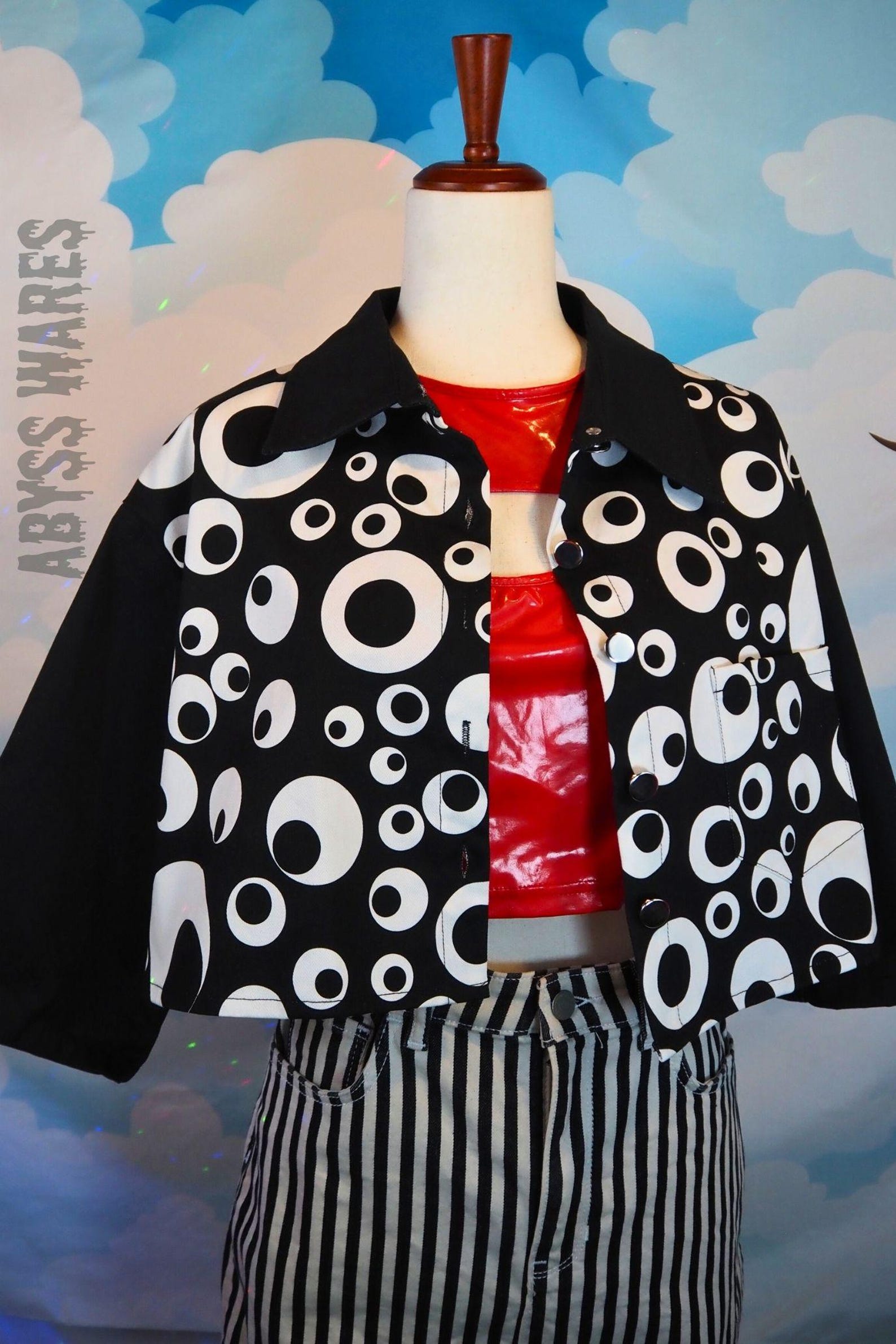 Googly Eyes Bolero, Whimsigoth Weirdcore Cropped Jean Jacket - Etsy