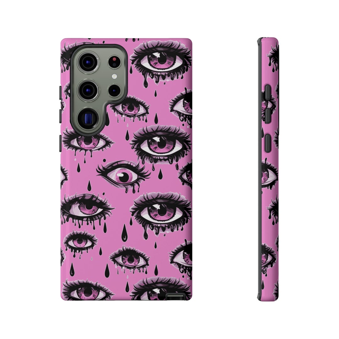Pretty Goth Eyes Phone Case Pastel Gothic Weirdcore Eyeballs Pink Shiny ...