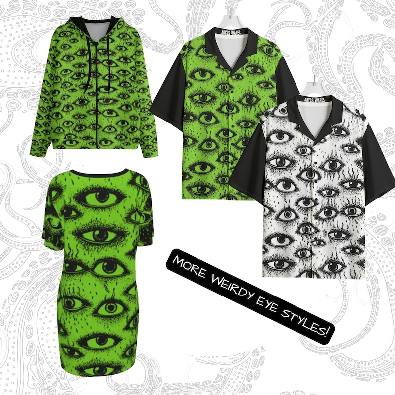 Weirdy Eye COTTON Zip up Hoodie Many Eyes Weirdcore Clothing Alt Emo ...