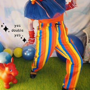Jolly Stripe Clown Pants, Nonbinary Cotton Clowncore Wide Leg Red Blue ...