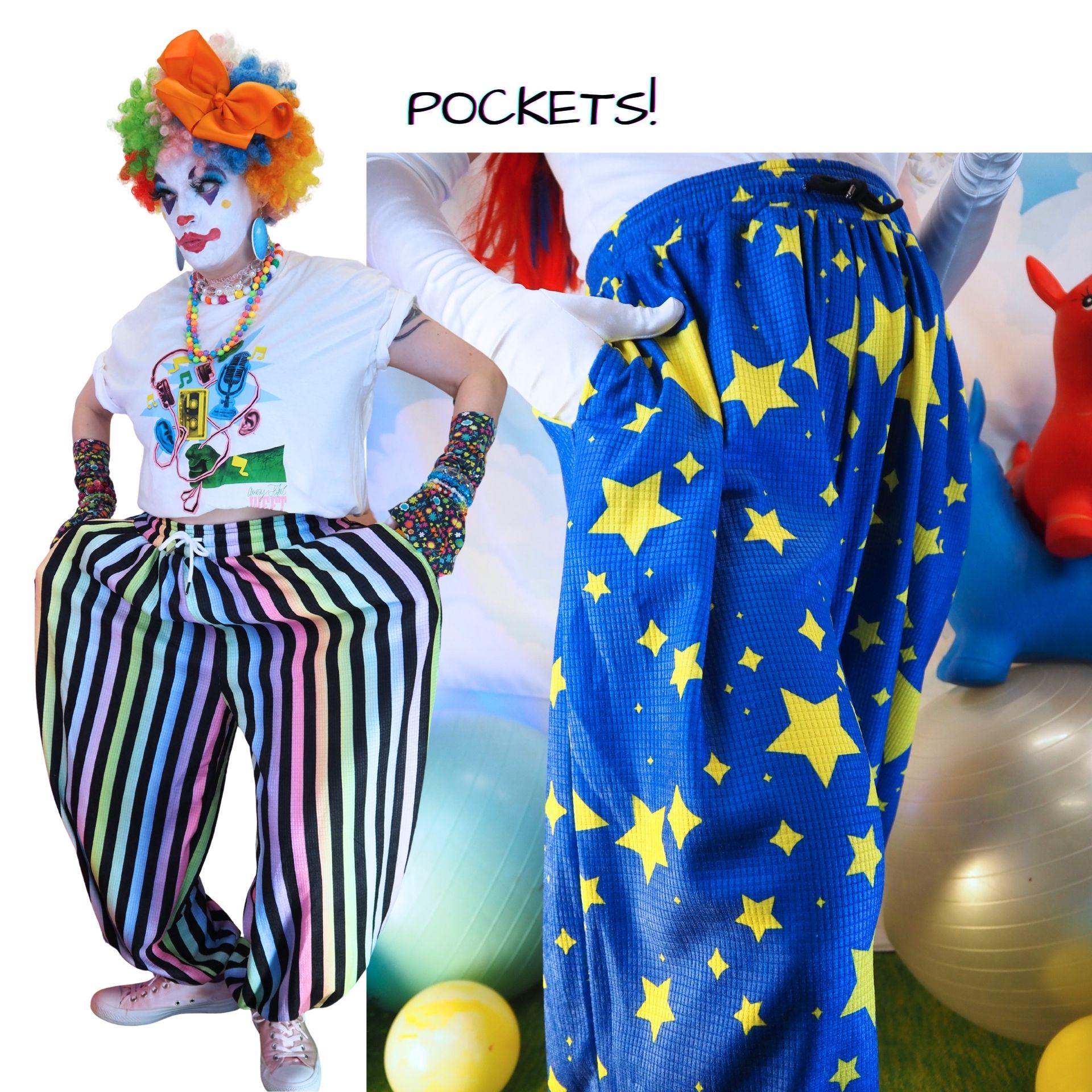 Sun Stripe Clown Pantaloons, Nonbinary Cosplay Clowncore Red and Yellow ...