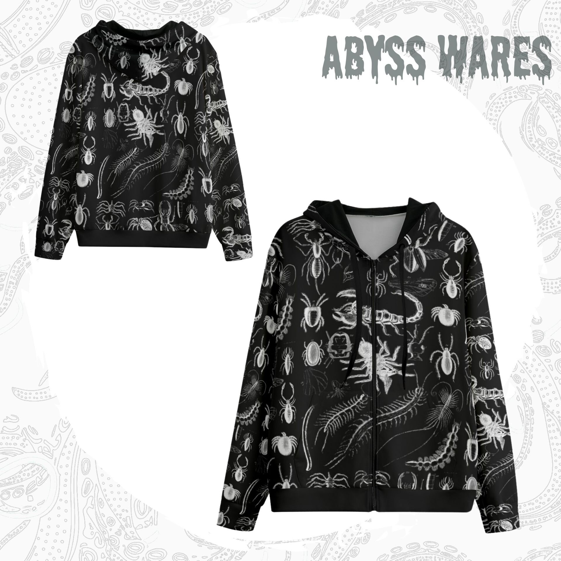 Scorpion Horror Zip up Hoodie, Nonbinary Gothic Jacket Creepy Bugs ...