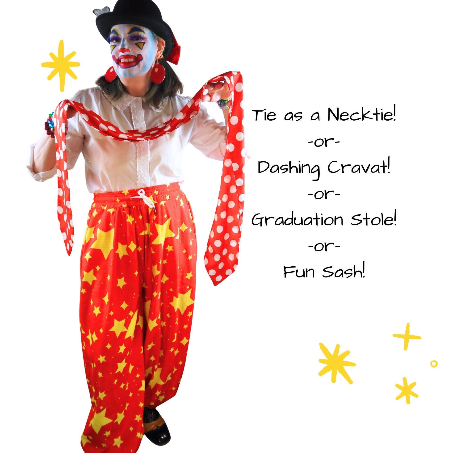 Red Polkadot Clown Cravat, Ascot Tie Circus Core Silly Fun Clowncore ...