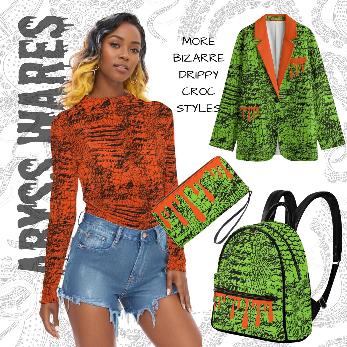 Drip Croc Y2K Mini Backpack Green Orange Slime Weirdcore Crocodile ...