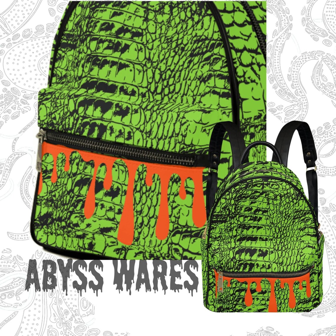 Drip Croc Y2K Mini Backpack Green Orange Slime Weirdcore Crocodile ...