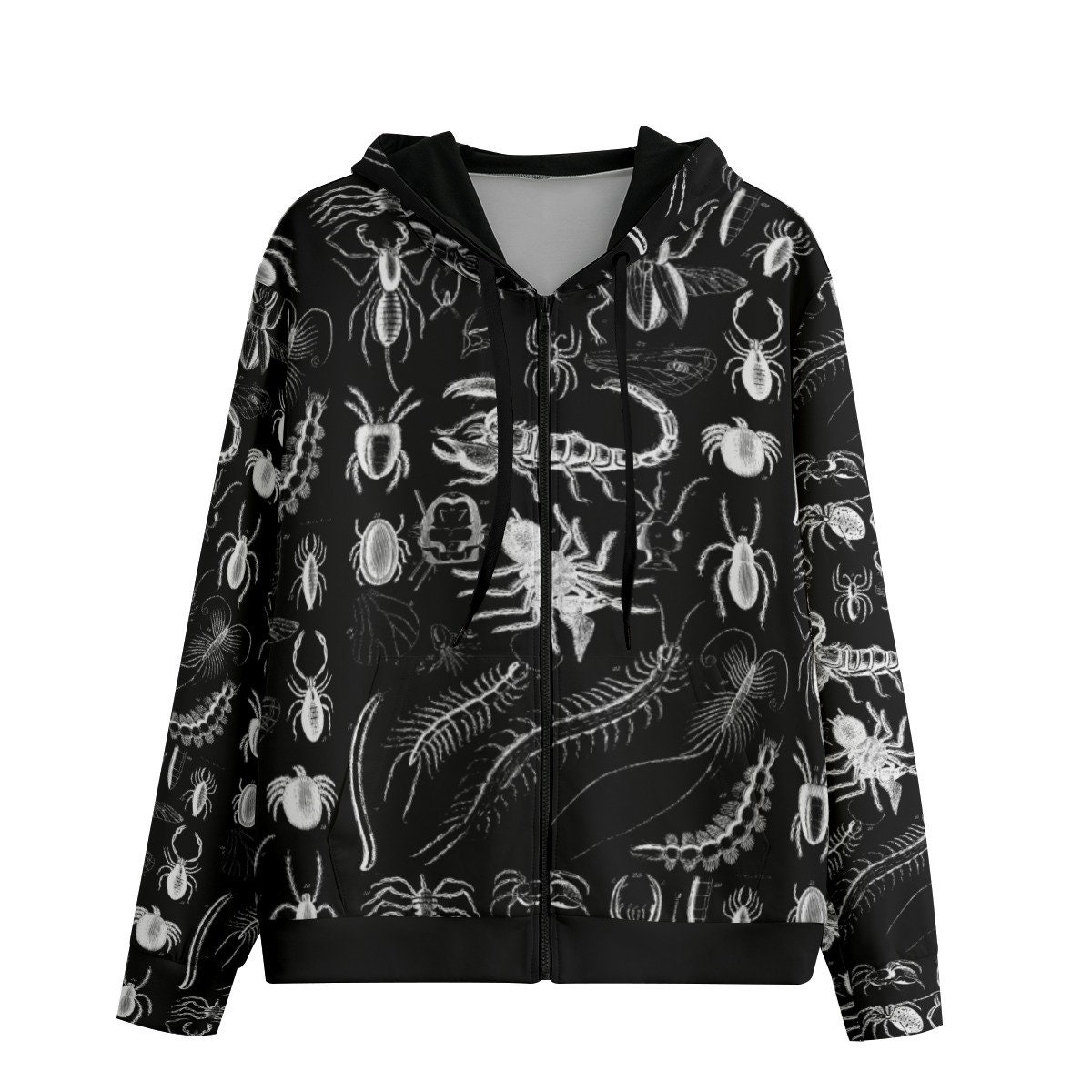 Scorpion Horror Zip up Hoodie, Nonbinary Gothic Jacket Creepy Bugs ...