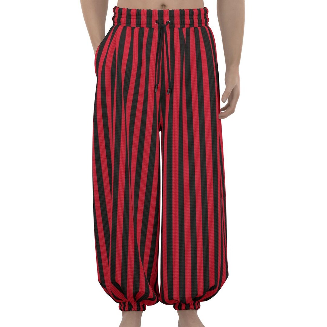 Red Black Stripe Clown Pants, Nonbinary Whimsigoth Pantaloons - Etsy