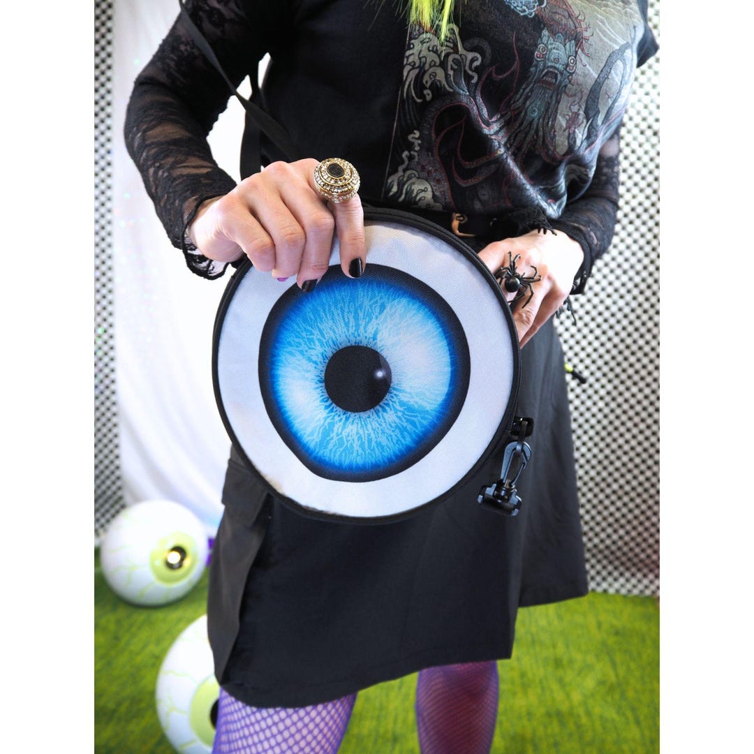 Eyeball Crossbody Bag! Blue Eye Weirdcore Zipper Pouch Purse Gurokawa ...
