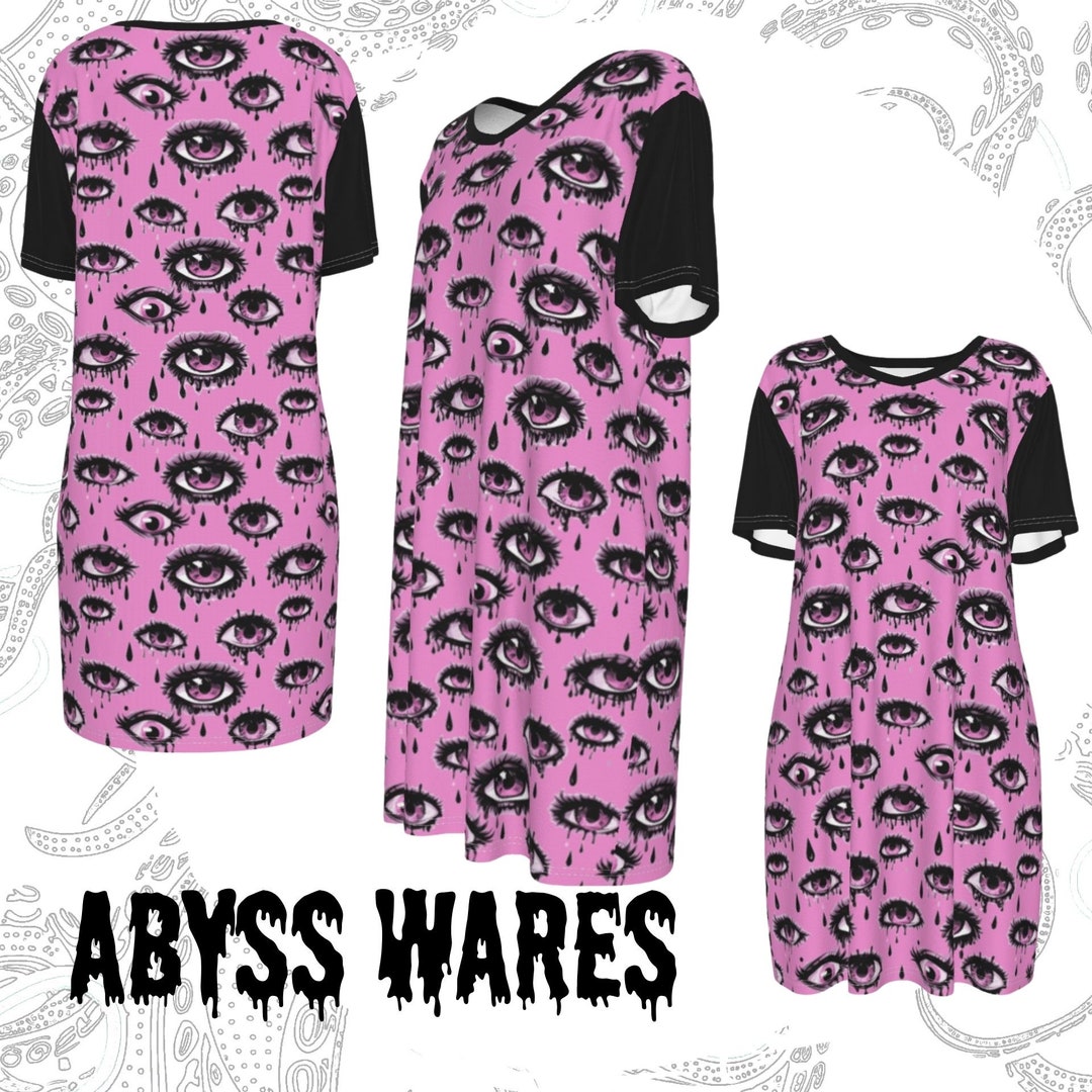 Pretty Drippy Dress Goth Eyes COTTON Weirdcore Pastel Gothic Nightie ...