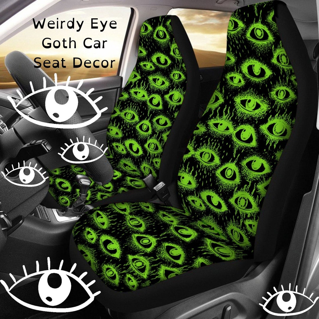 Alien Weirdy Eye Car Seat Covers Lime Green Goth Protective Padding ...