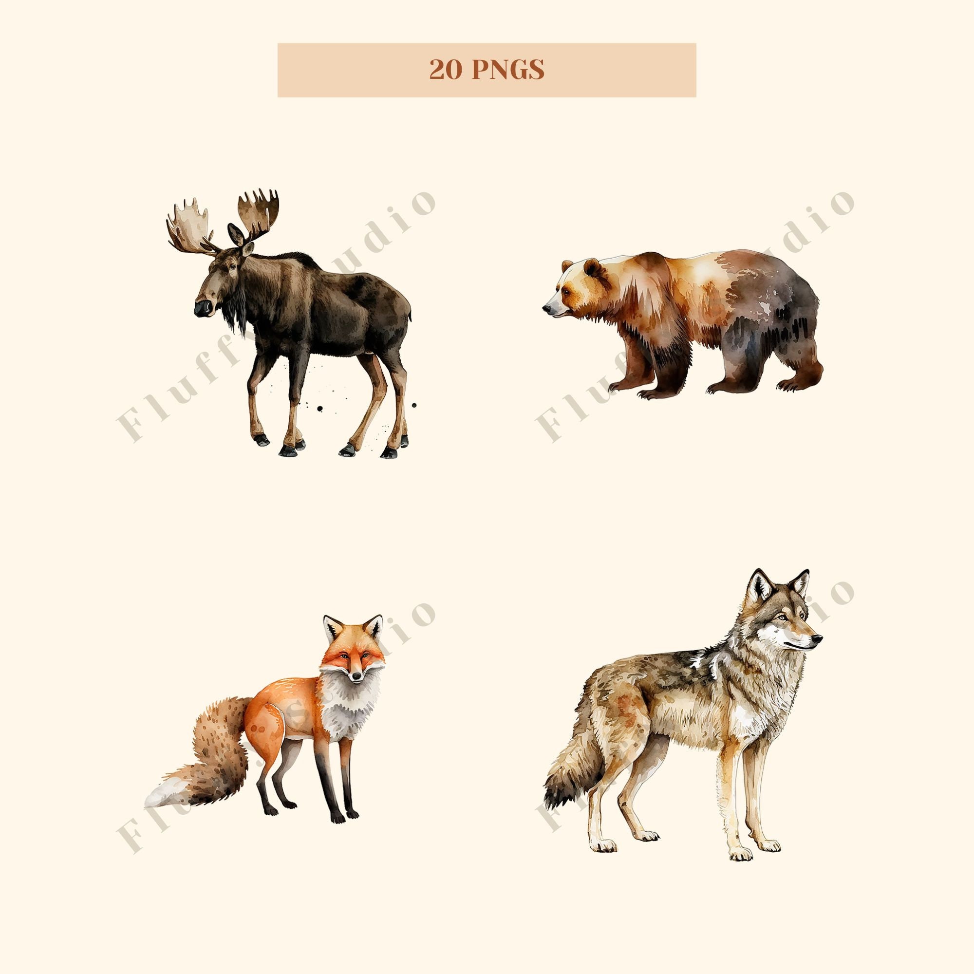 Watercolor Forest Animals Clipart Bundle Watercolor Forest - Etsy