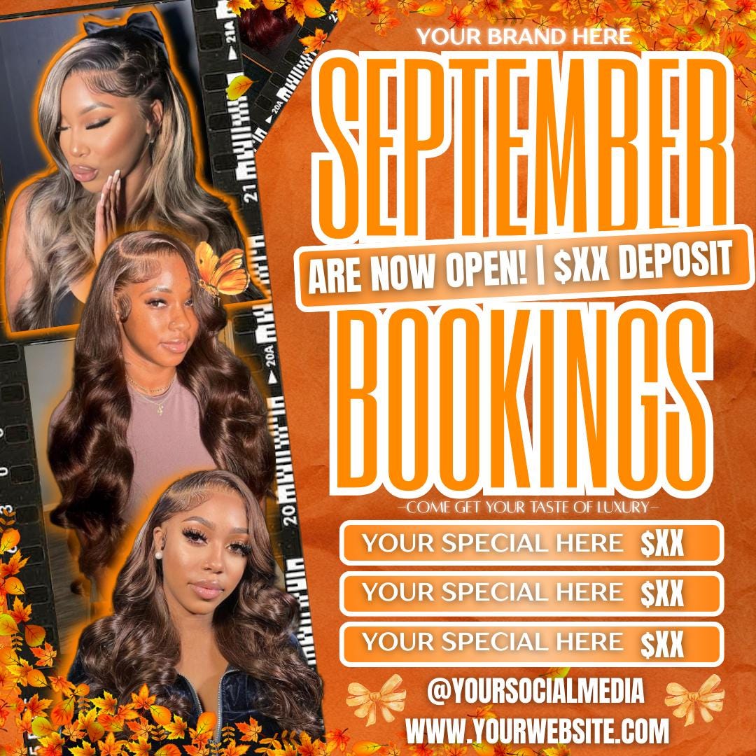 PLR September Booking Flyer, Fall Book Now, Fall Booking Flyer, Fall ...