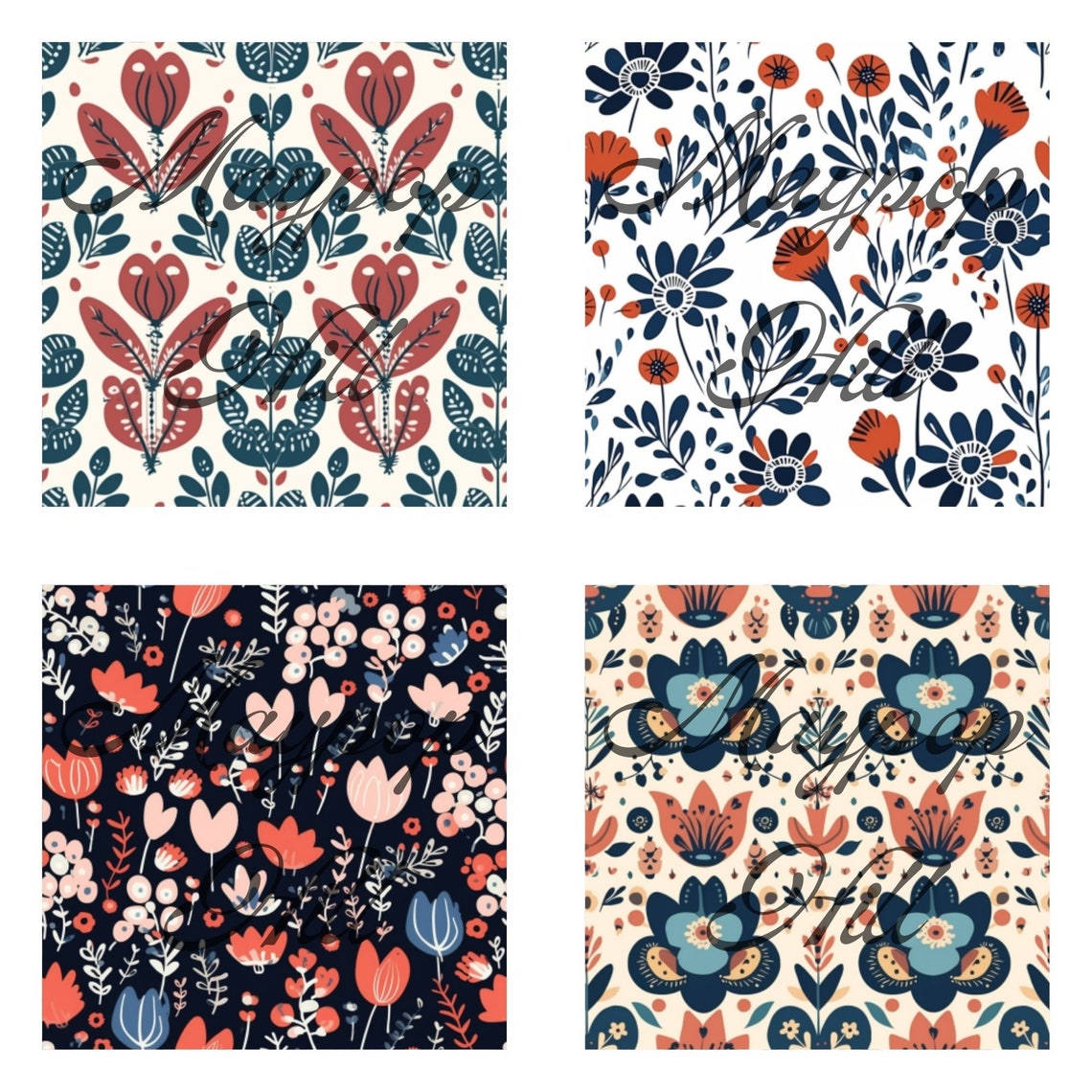Scandinavian Floral Patterns - Digital Paper - Seamless Pattern - 10 ...