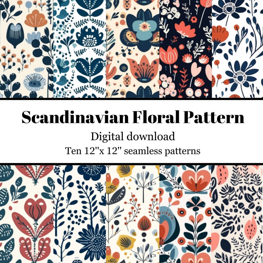 Scandinavian Floral Patterns - Digital Paper - Seamless Pattern - 10 ...