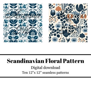 Scandinavian Floral Patterns - Digital Paper - Seamless Pattern - 10 ...
