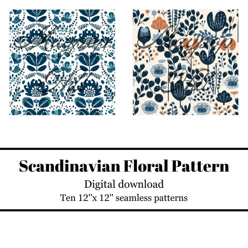 Scandinavian Floral Patterns - Digital Paper - Seamless Pattern - 10 ...