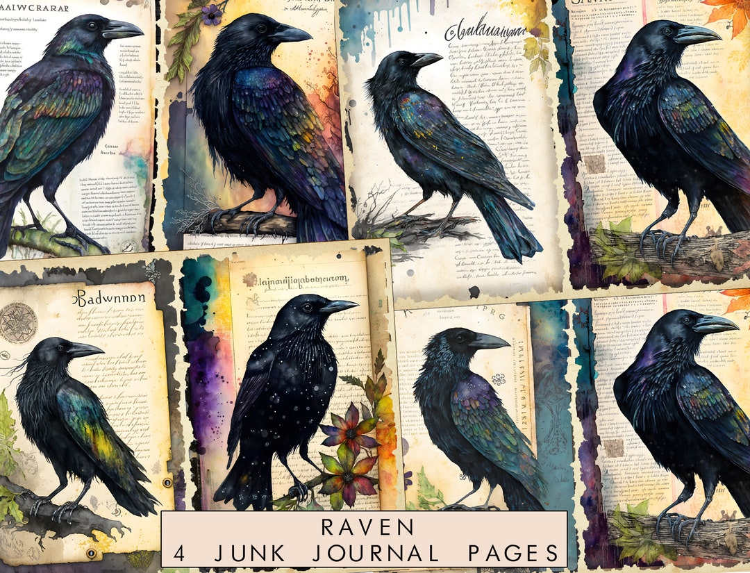 Watercolor Raven Junk Journal Pages Raven Junk Journal Paper - Etsy