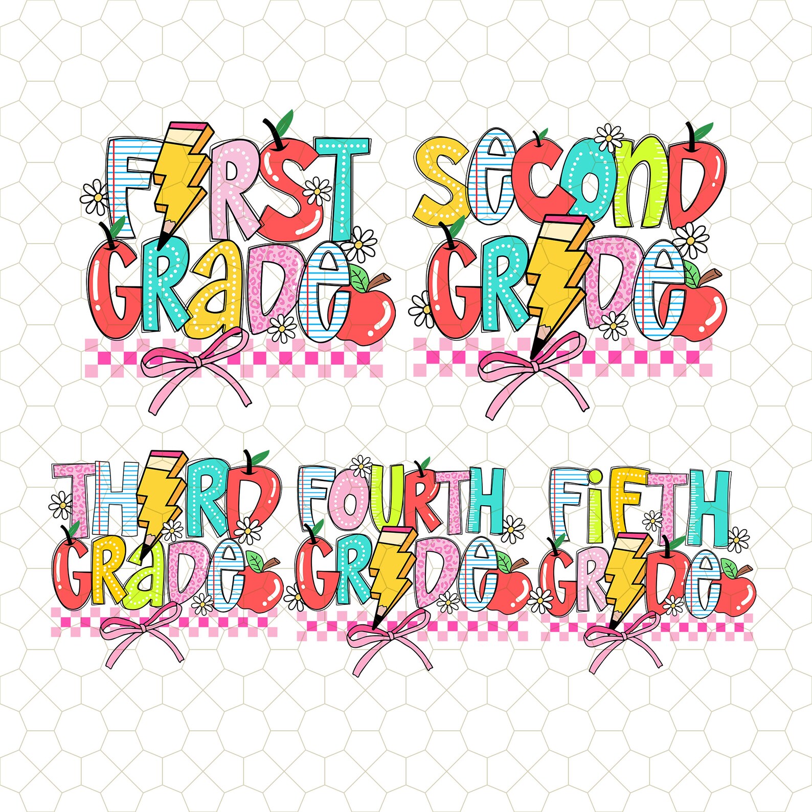 Back to School Grade Bundle Png, School Grade Level Png, Happy First ...