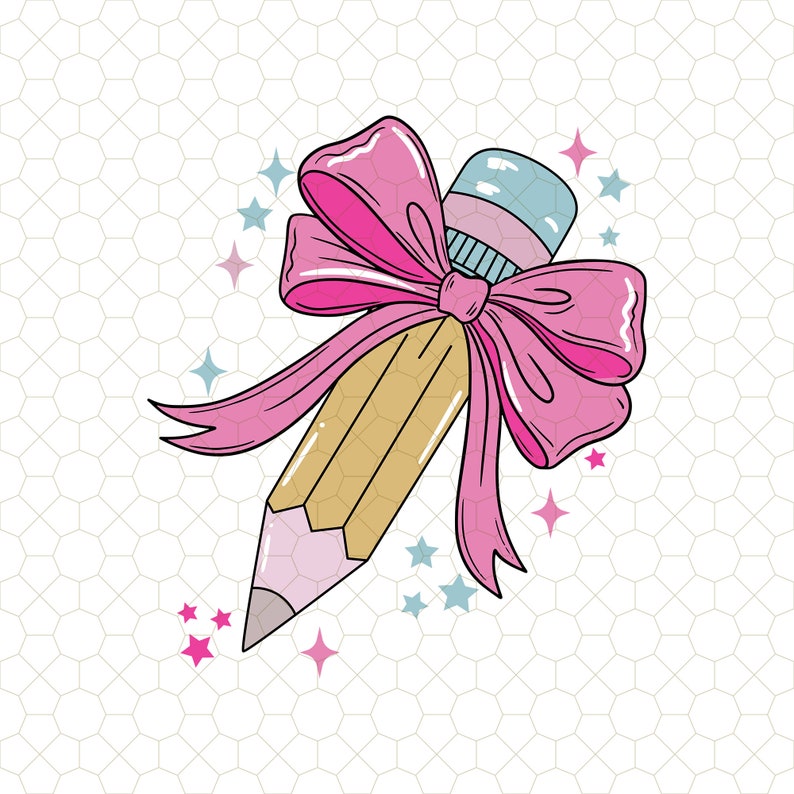 Coquette Bow Pencil Teacher Png, Happy First Day of School Png, Welcome ...