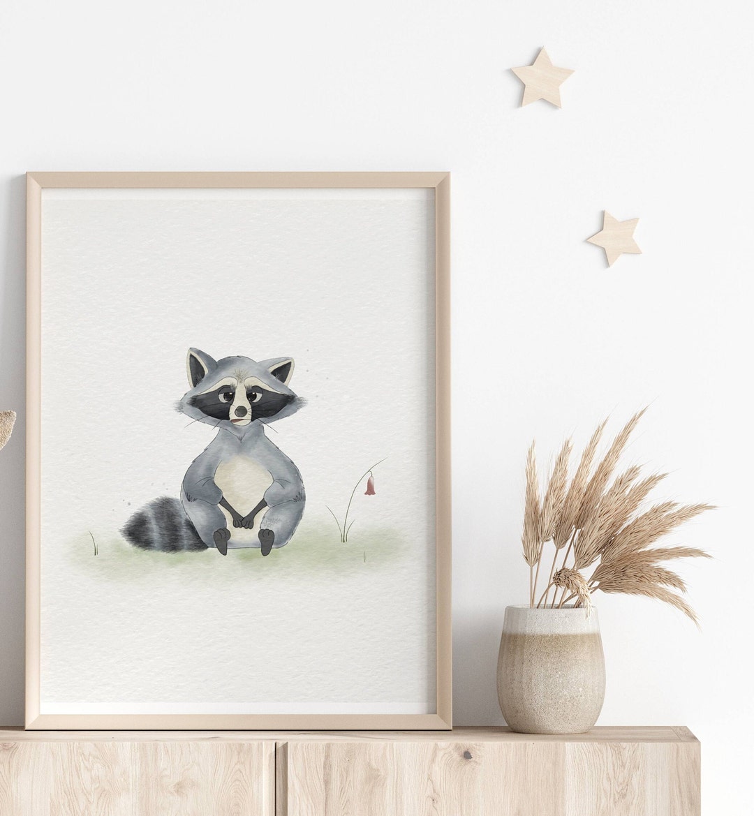 Cute Raccoon Nursery Print, Woodland Nursery Decor, Watercolor Wall Art ...