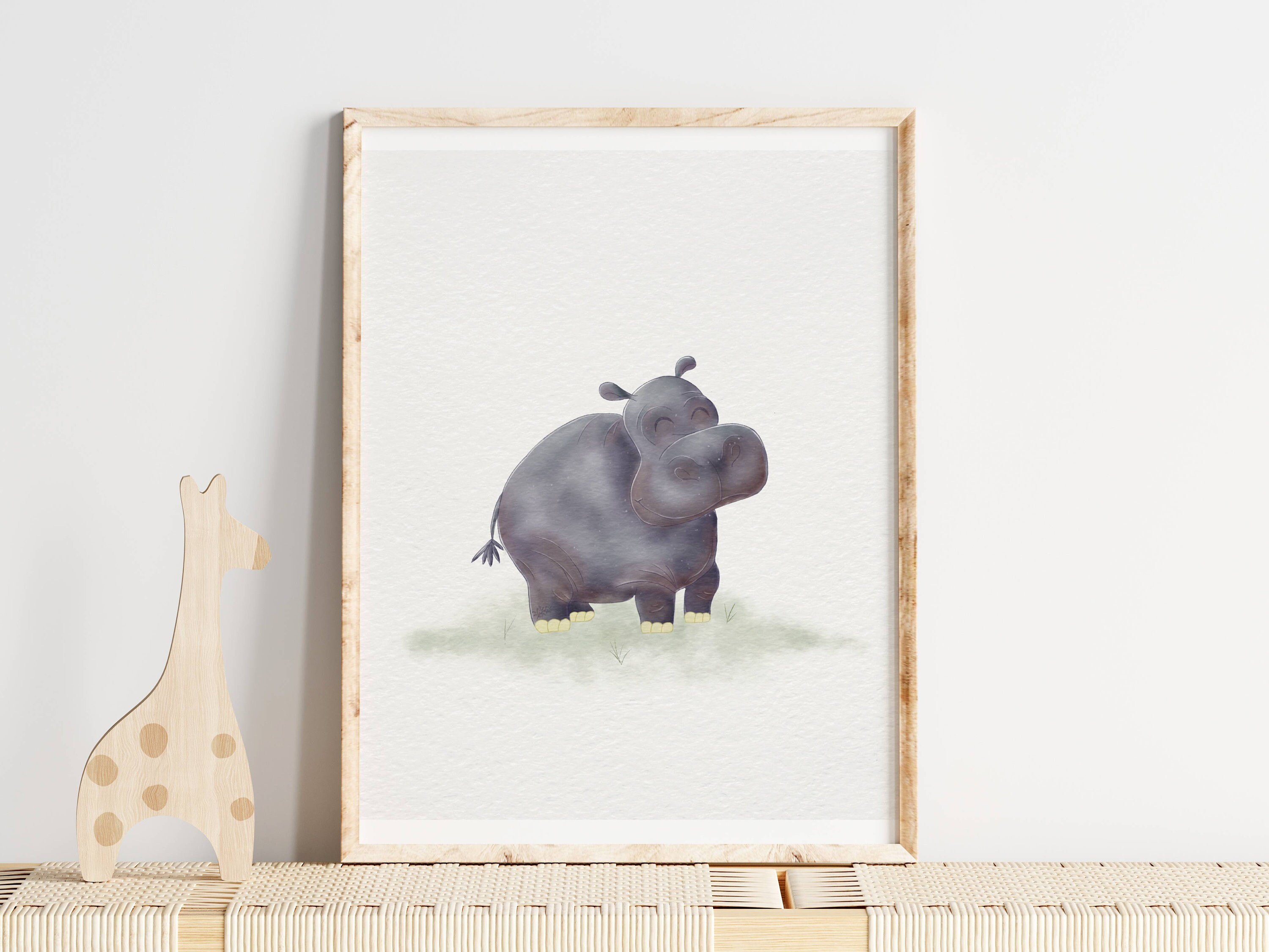 Set of 6 Cute Hippo Nursery Prints, Safari Nursery Decor, Watercolor ...