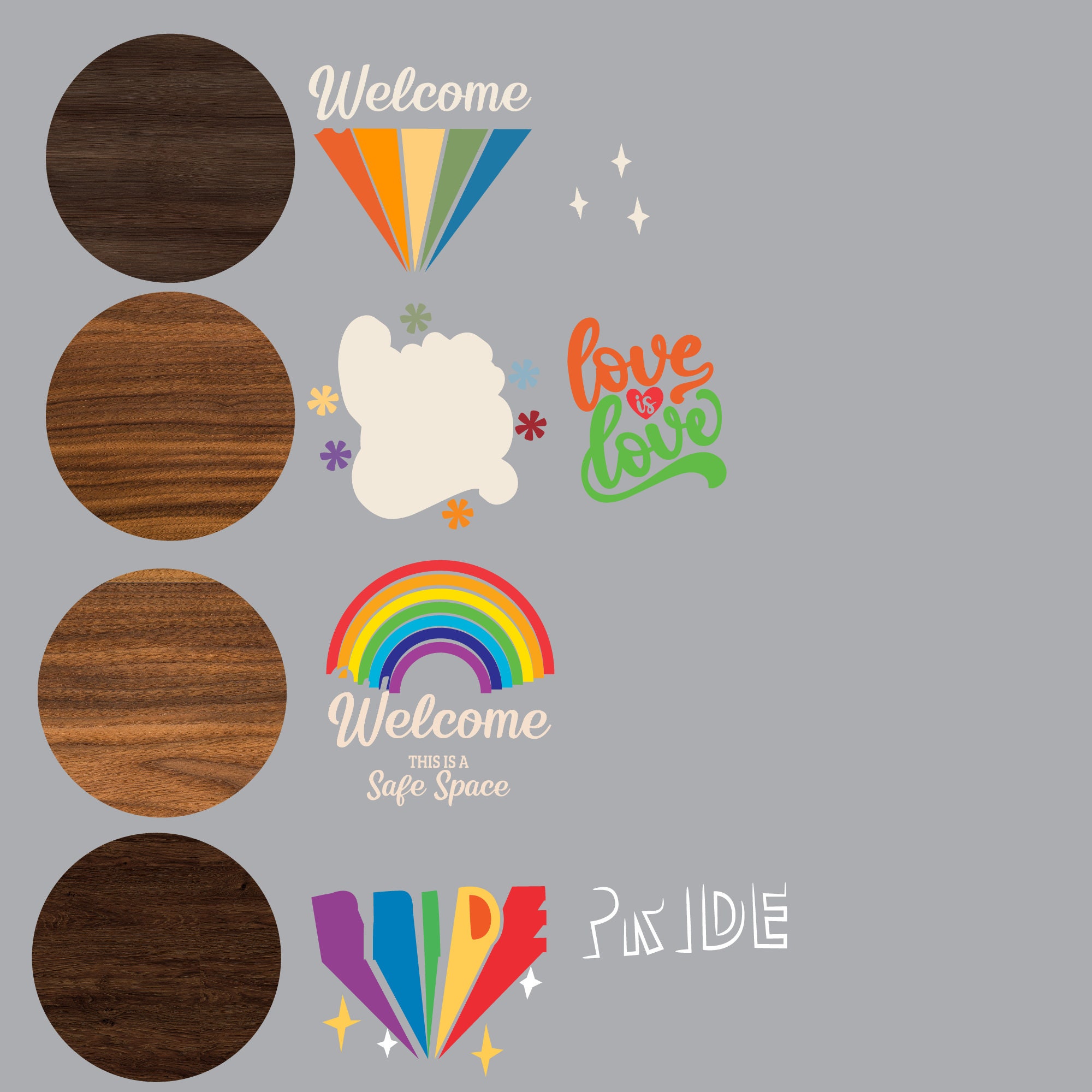 Pride Welcome Round Sign Bundle SVG DXF, Laser Cut Files Glowforge ...
