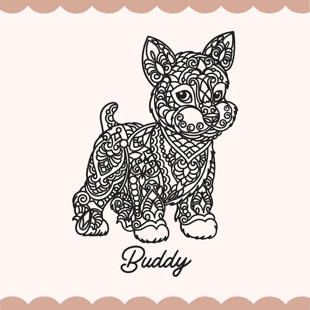 Yorkshire Terrier Dog Mandala Svg Dxf Png, Personalized Name, Cute ...