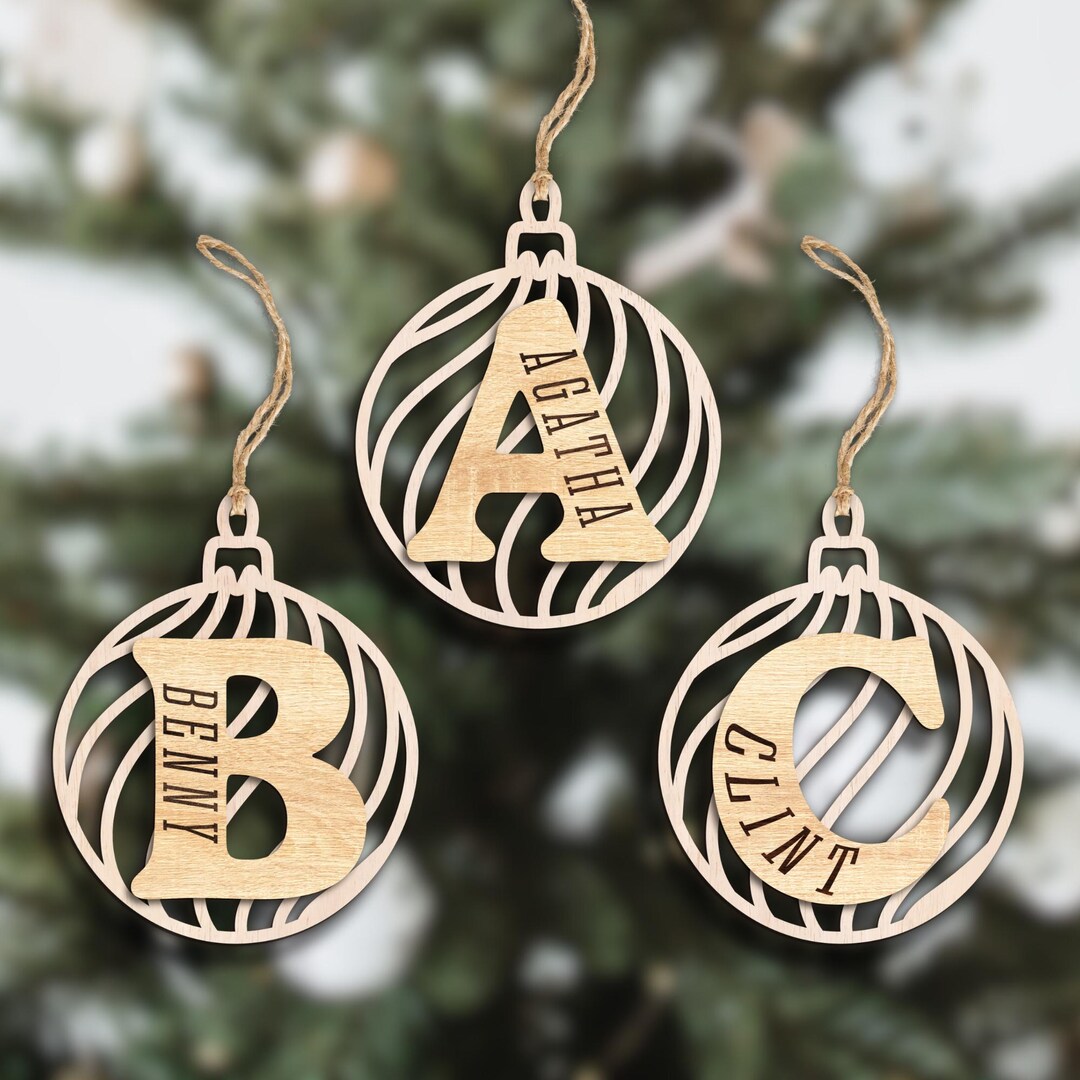 Letter Christmas Ornaments SVG Dxf Png Bundle, Swirly Bauble ...
