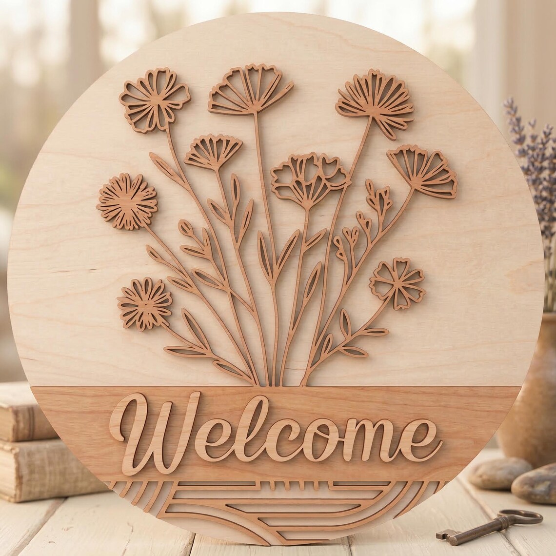 Wildflower Welcome Sign SVG DXF, Laser Cut Files for Glowforge Cricut ...
