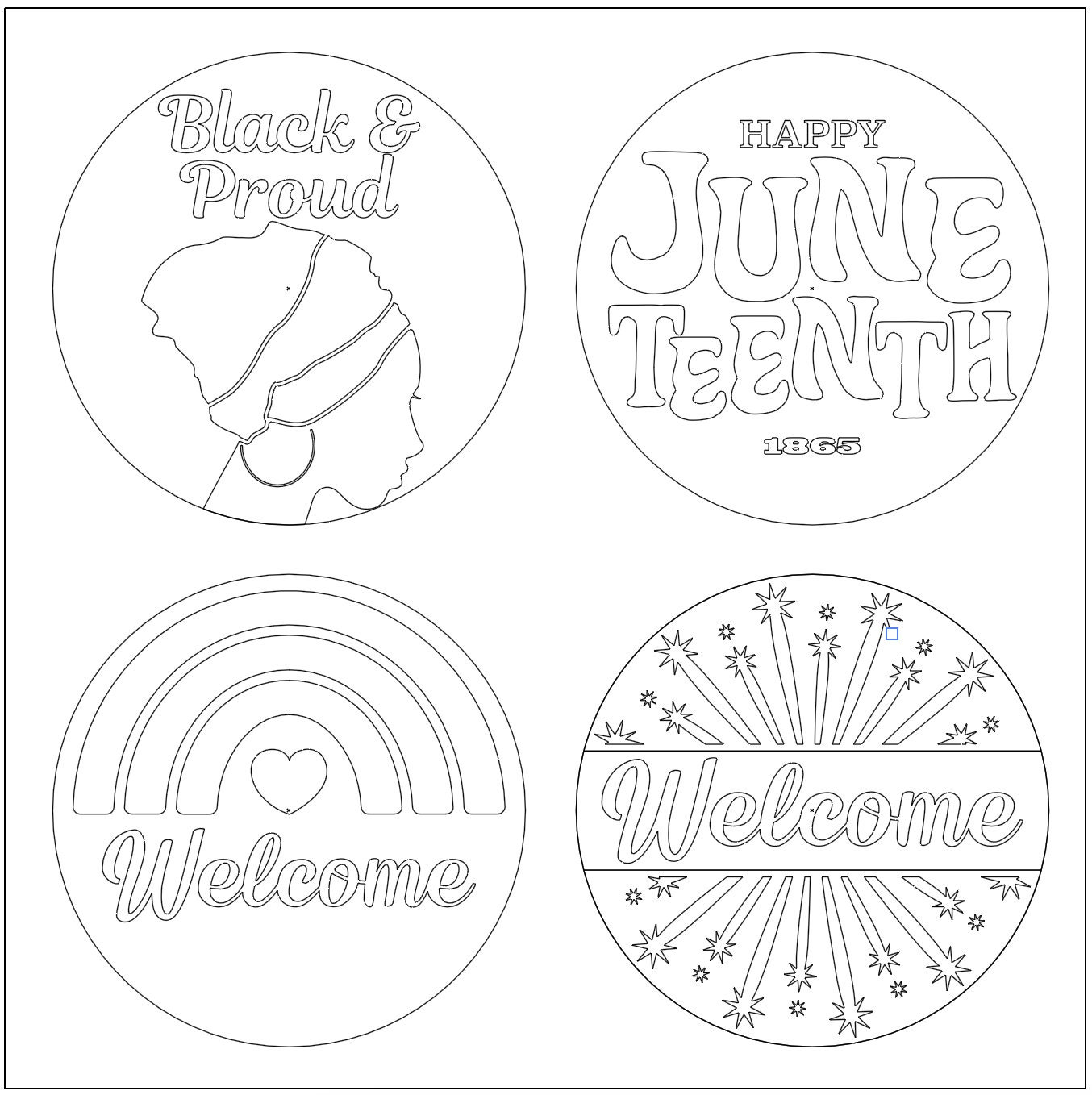 Juneteenth Welcome Round Sign Bundle SVG DXF, Laser Cut Files Glowforge ...