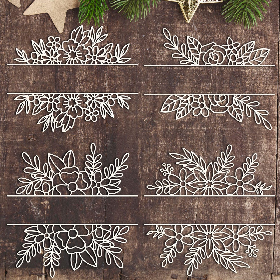 4 Floral Split Border SVG, Laser Cut Files Glowforge Silhouette Cricut ...