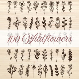 100 Wildflowers Bundle SVG DXF, Laser Cut Files Glowforge Silhouette ...
