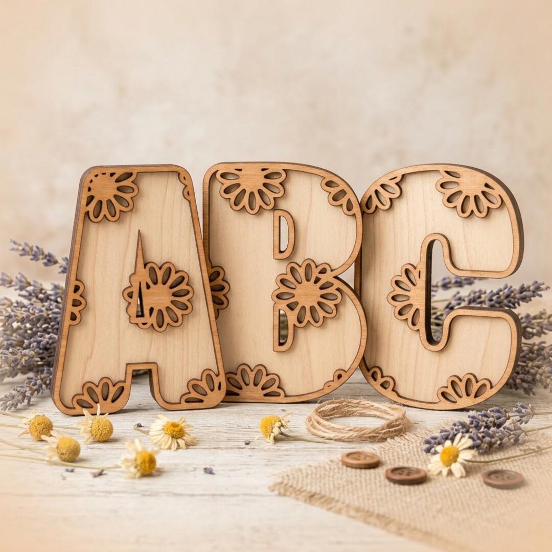 Daisy Alphabet SVG DXF, Laser Cut Files for Glowforge Cricut, Floral ...