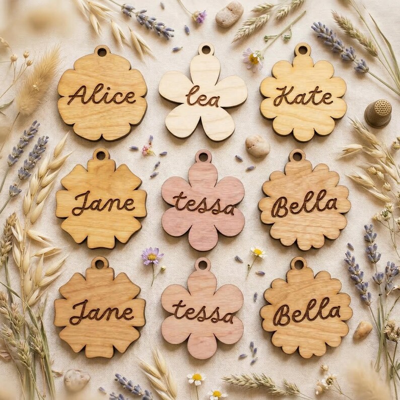 Retro Daisy Name Tags SVG DXF, Laser Cut Files for Glowforge Cricut ...