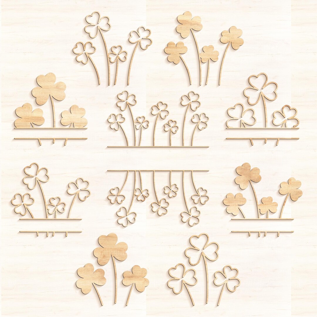 Split Shamrock Lucky Clover Leaf SVG, Laser Cut Files Glowforge ...