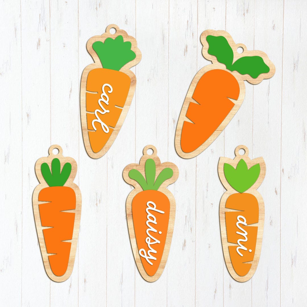 5 Carrot Name Tags SVG DXF, Laser Cut Files Glowforge Silhouette Cricut ...