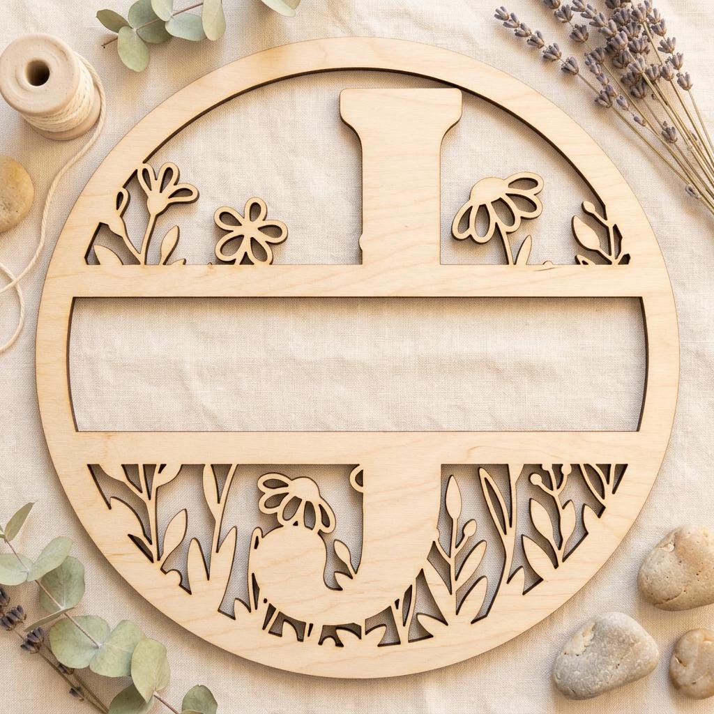 A-Z Wildflower Split Name Monogram Svg Dxf, Laser Cut Files for ...