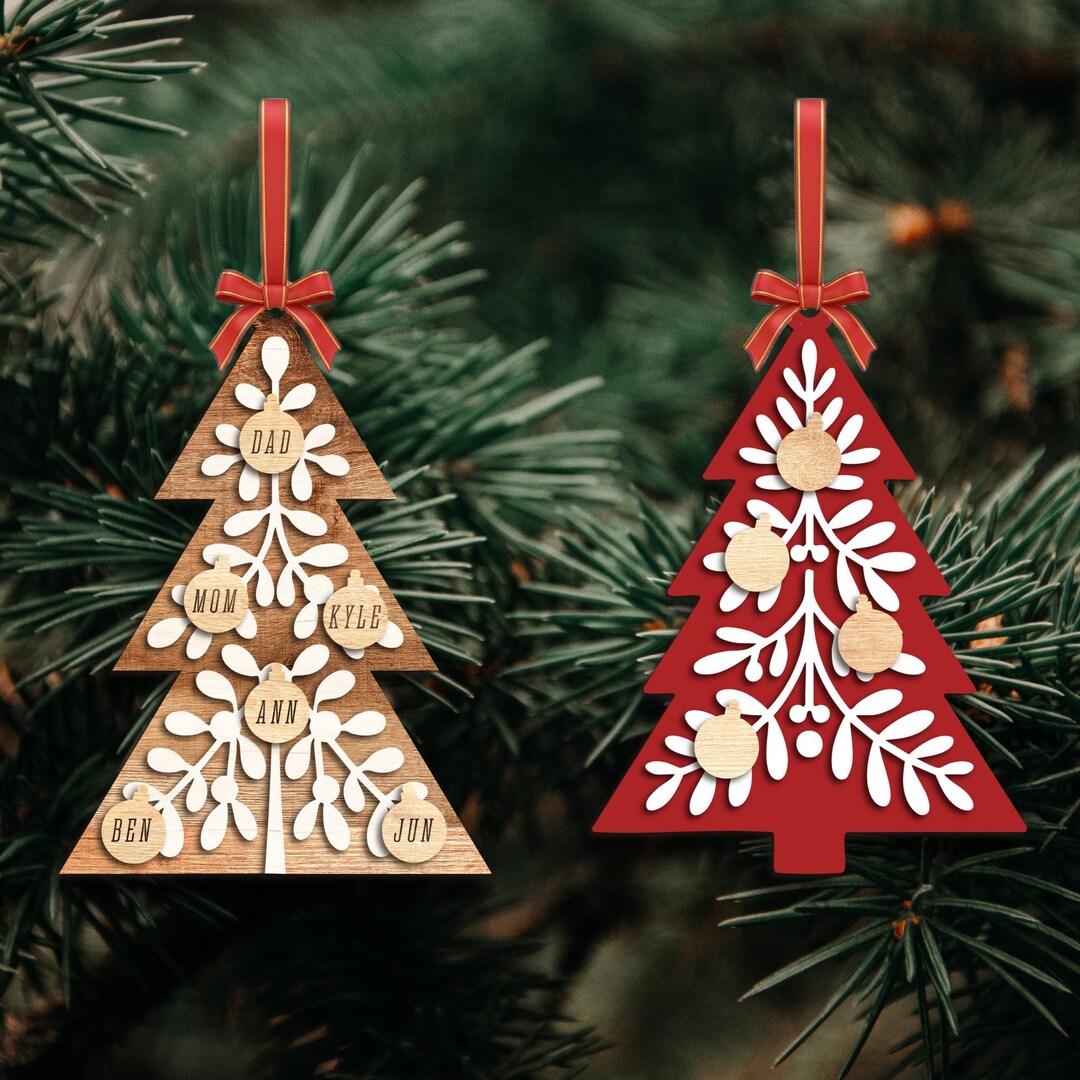 Scandinavian Christmas Family Tree Ornament SVG Dxf, Nordic Design ...