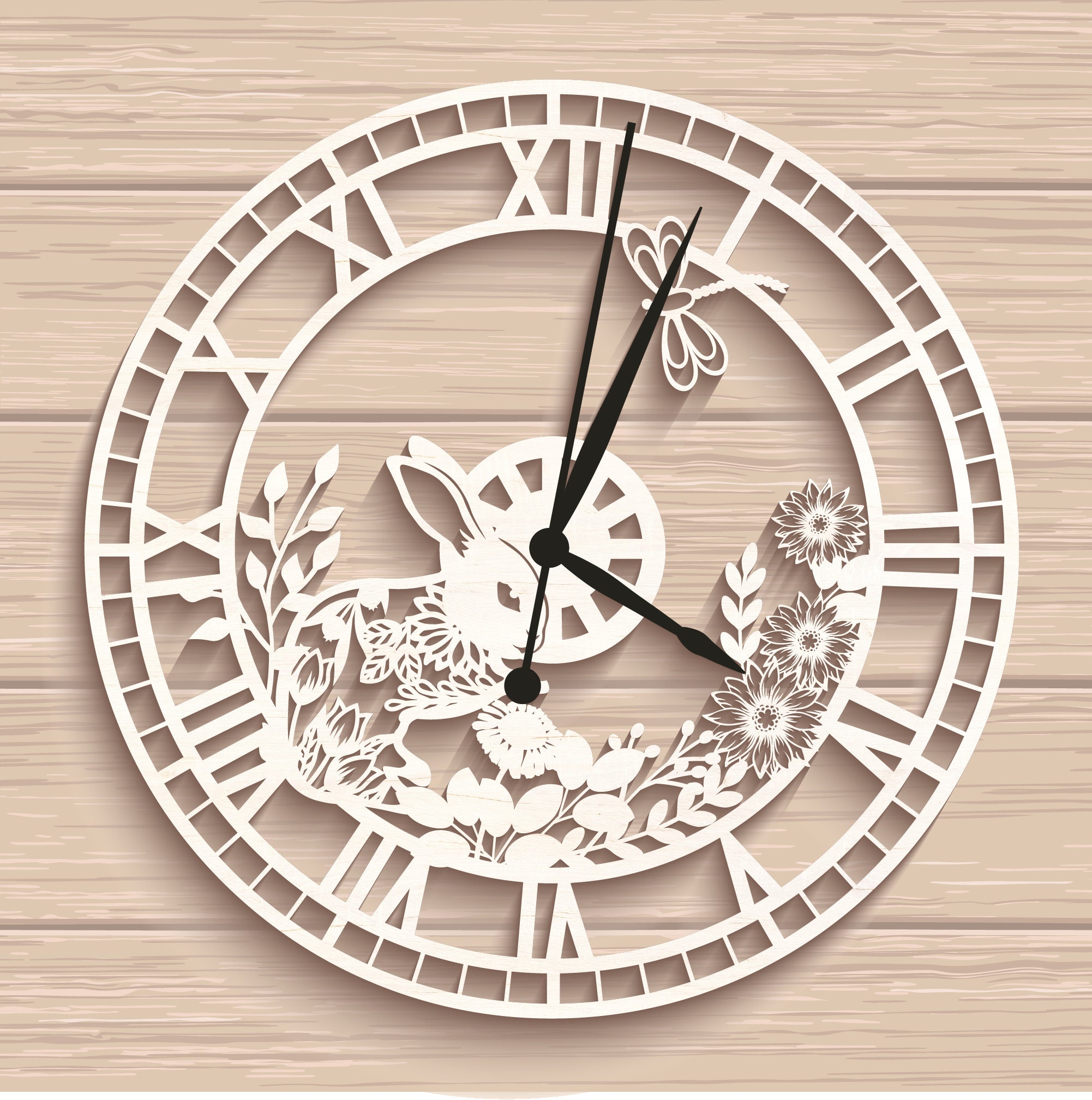 Easter Wall Clock SVG DXF, Laser Cut Files, Silhouette Cricut, Elegant ...