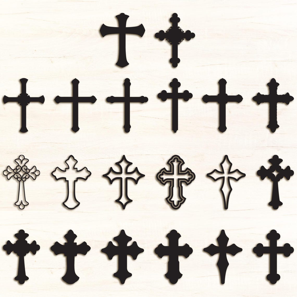 20 Vintage Medieval Cross Set Svg Dxf Png, Laser Cut File Glowforge ...