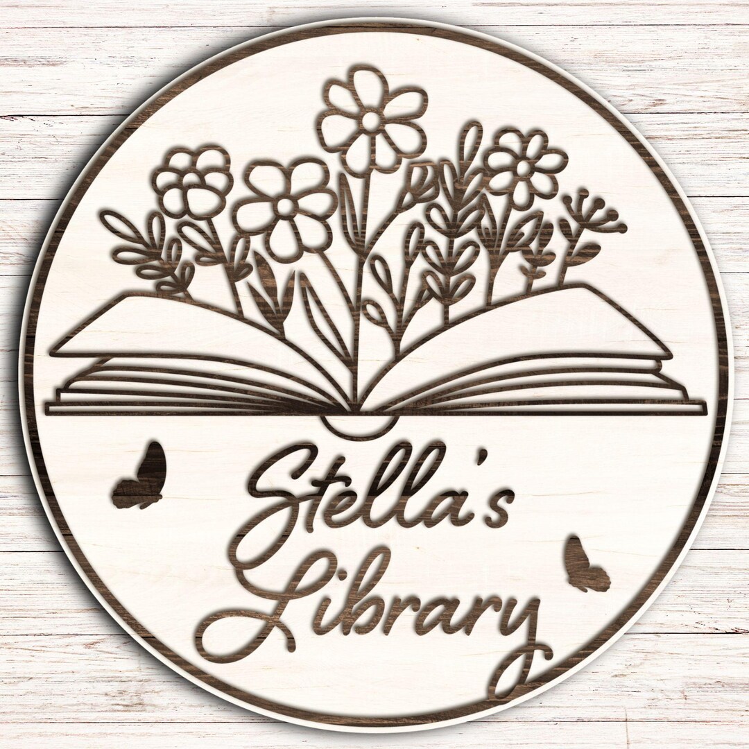 Name Wildflower Library Round Sign SVG, Laser Cut Files Glowforge ...