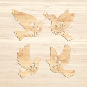 Floral Dove SVG DXF, Laser Cut Files Glowforge Silhouette Cricut, White ...