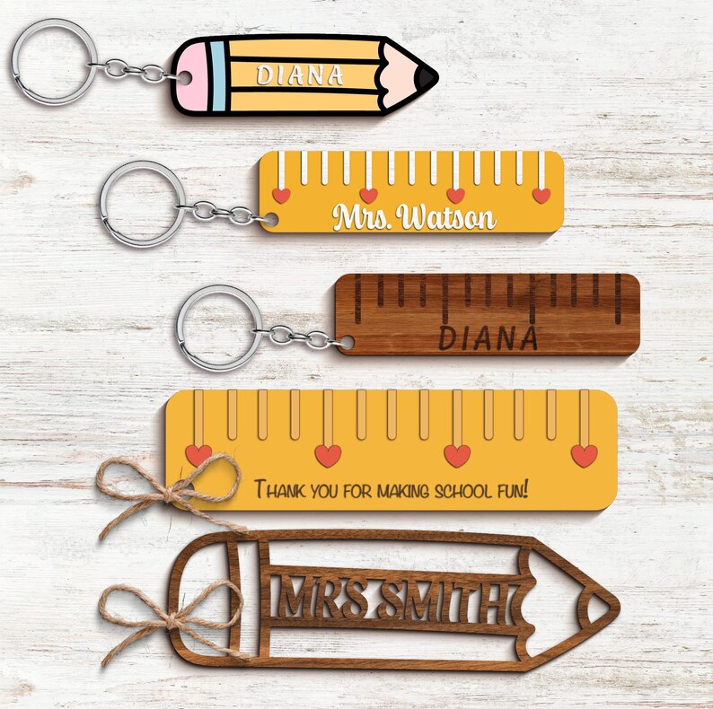 Teacher Student Keychain and Bookmark Bundle SVG, Laser Cut Files ...