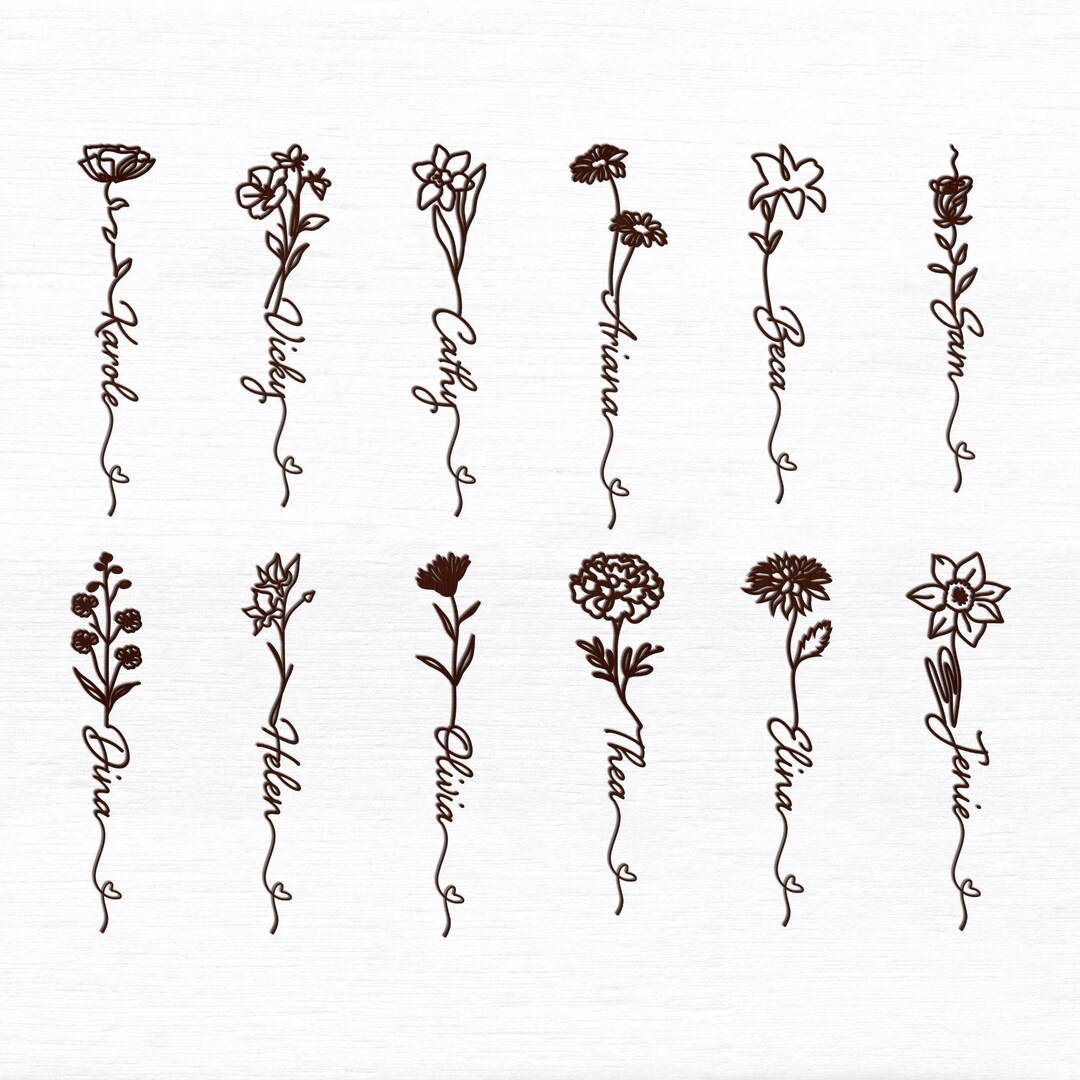 Birth Month Flower Name SVG, Laser Cut File Glowforge, Silhouette ...