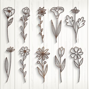 100 Wildflowers Bundle SVG DXF, Laser Cut Files Glowforge Silhouette ...